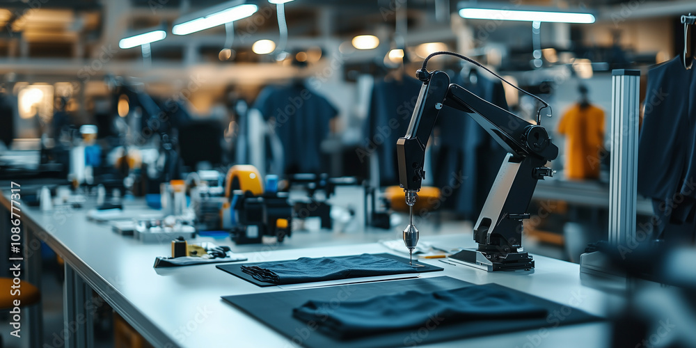 robotic arm in high tech fashion studio designs garments, showcasing ...