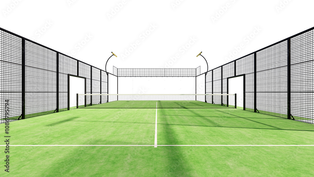 green padel tennis court illustration 3d rendering isolated on ...