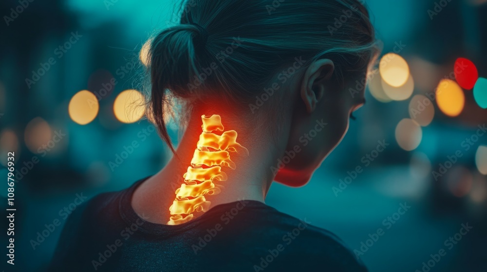 cervical spine pain. spine straightening, the skeletal structure is ...