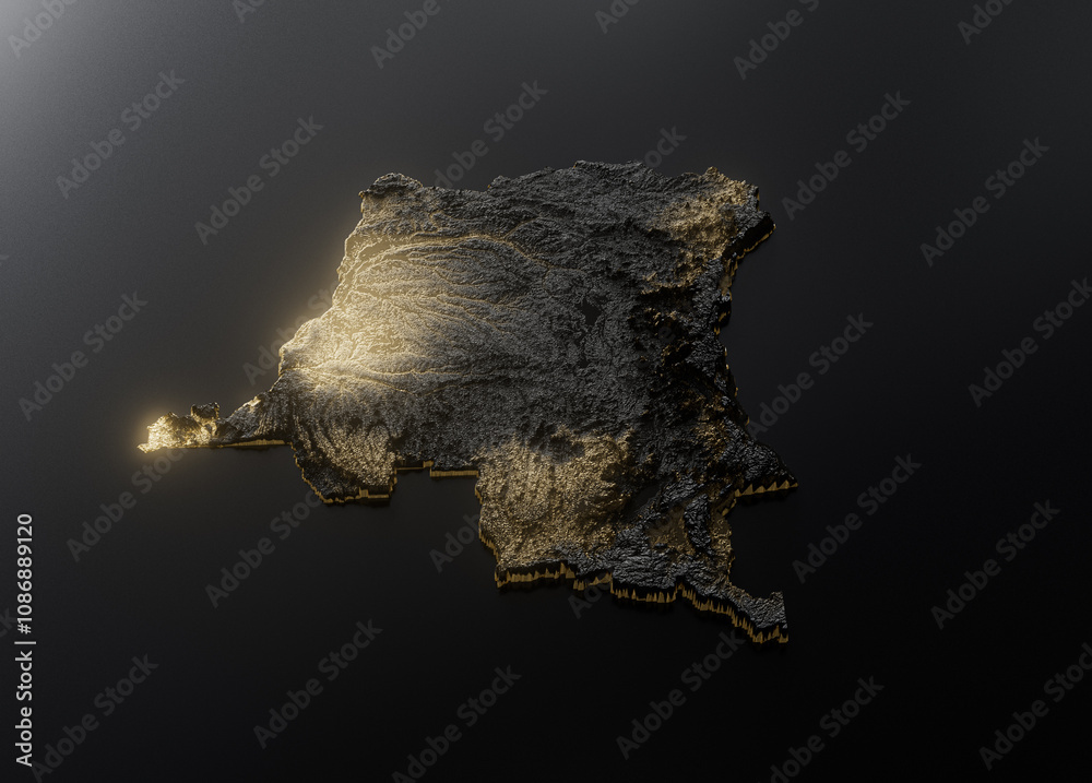 Ilustración de Stock Congo Map Golden Metallic Texture Map Gold ...