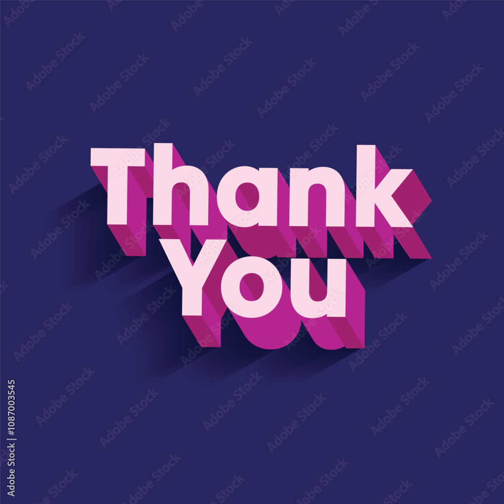 Thank You 3d text effect logo. Modern Thank You greeting card, banner ...