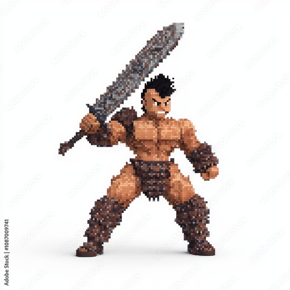 Pixelated Gladiator NPC Female Character Model with Mohawk Hairstyle ...