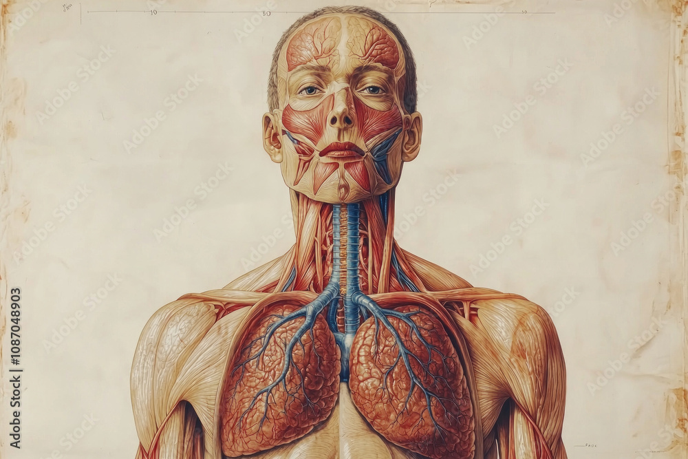 professional diagram displays human respiratory system highlighting ...