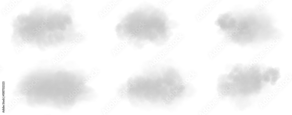 Abstract vector clouds, fog or smoke on an isolated transparent ...