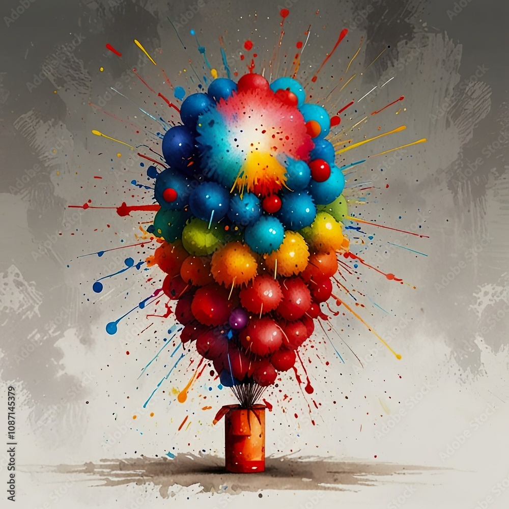 Abstract colourful vibrant watercolour artwork. Multicoloured launched ...