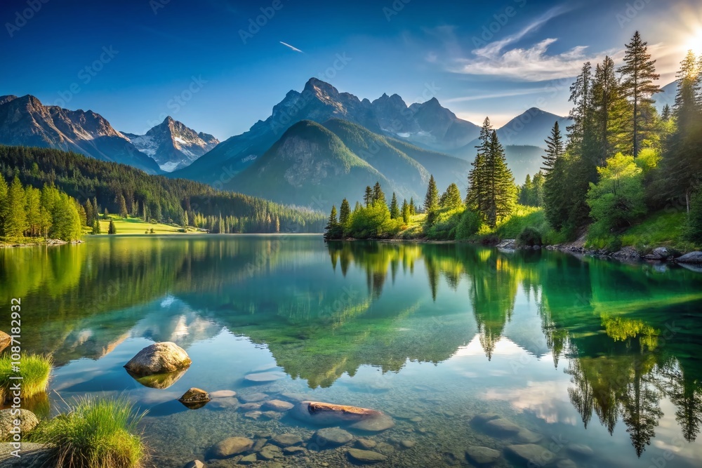 Serene Nature Landscape for Desktop Background with Calm Lake and ...