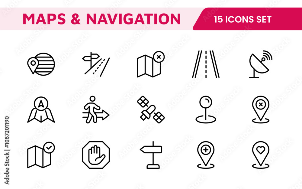 Maps Icon Set. Versatile and visually appealing icons for navigation ...