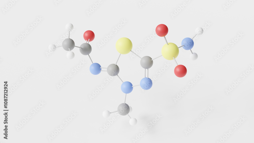 methazolamide molecule 3d, molecular structure, ball and stick model ...
