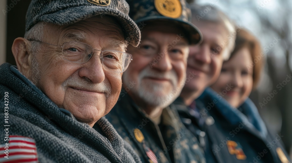 A close-up of a family photo featuring multiple generations of veterans ...