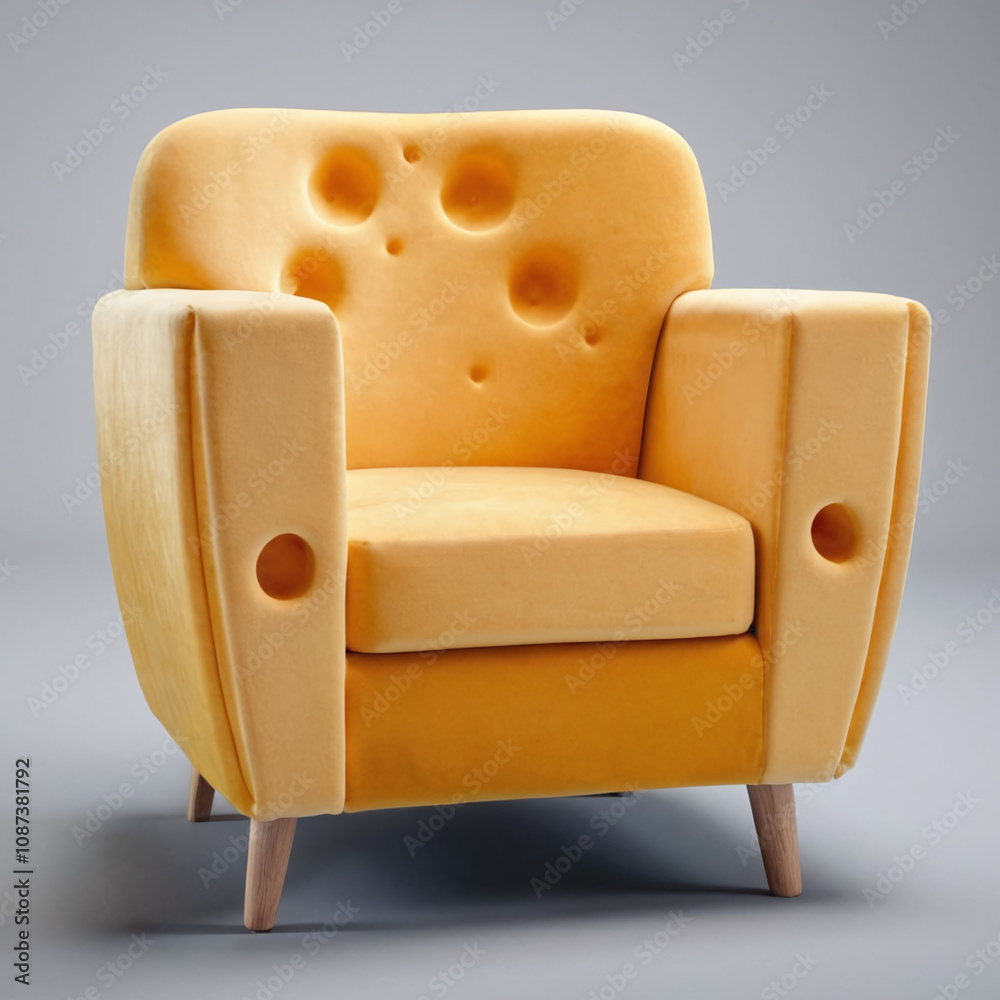 comfy cozy chair or sofa with yellow cheese shape in yellow color for ...