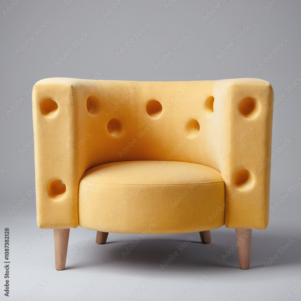 comfy cozy chair or sofa with yellow cheese shape in yellow color for ...