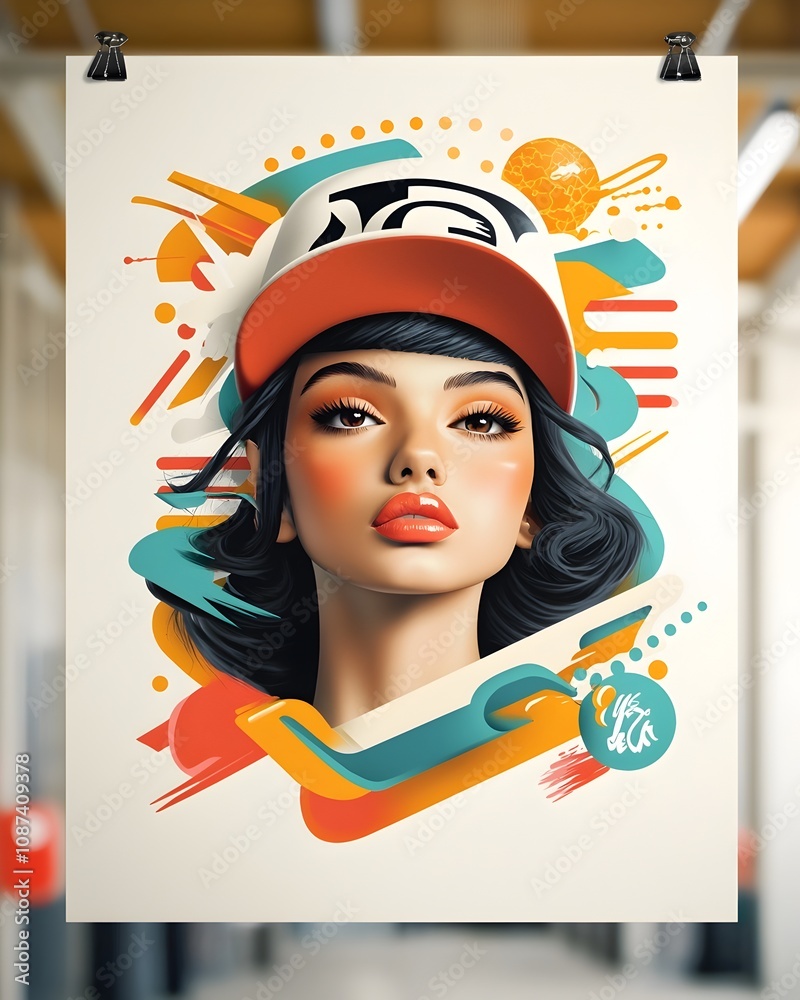 Captivating digital of a retro pop art woman with striking features ...