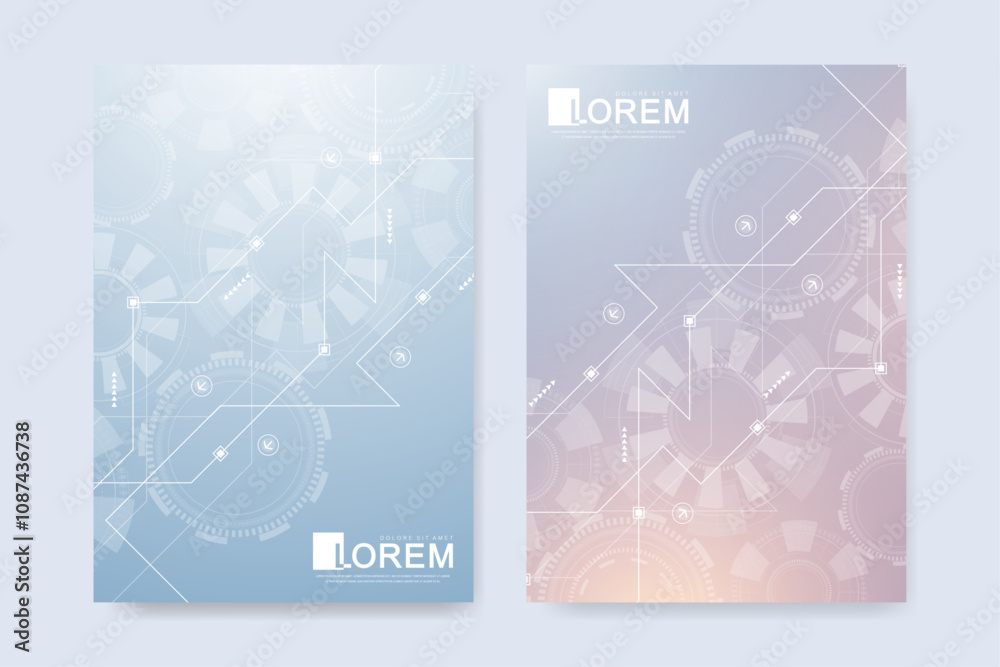 Abstract digital technology cover template design for a report and ...