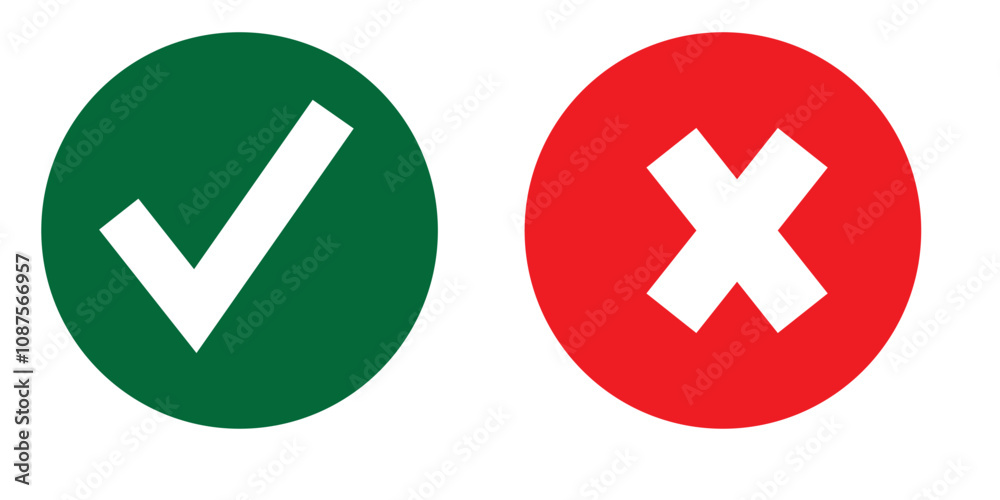 Check mark icon button set. Check box icon with right and wrong buttons ...