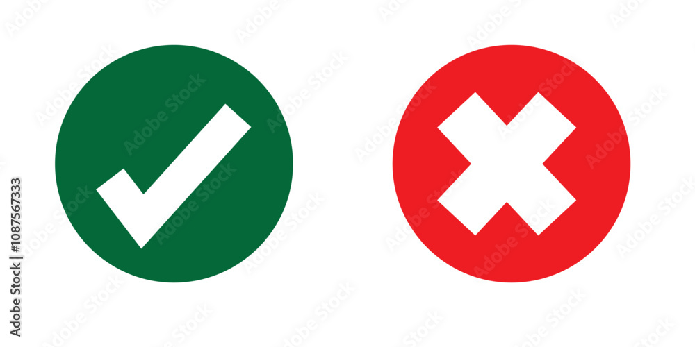 Vector de Stock Check mark icon button set. Check box icon with right and wrong buttons and yes ...