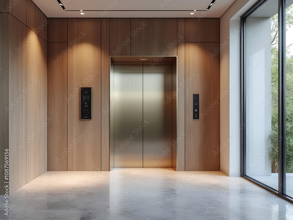 Interior design of a luxury and elegant elevator in an expansive ...