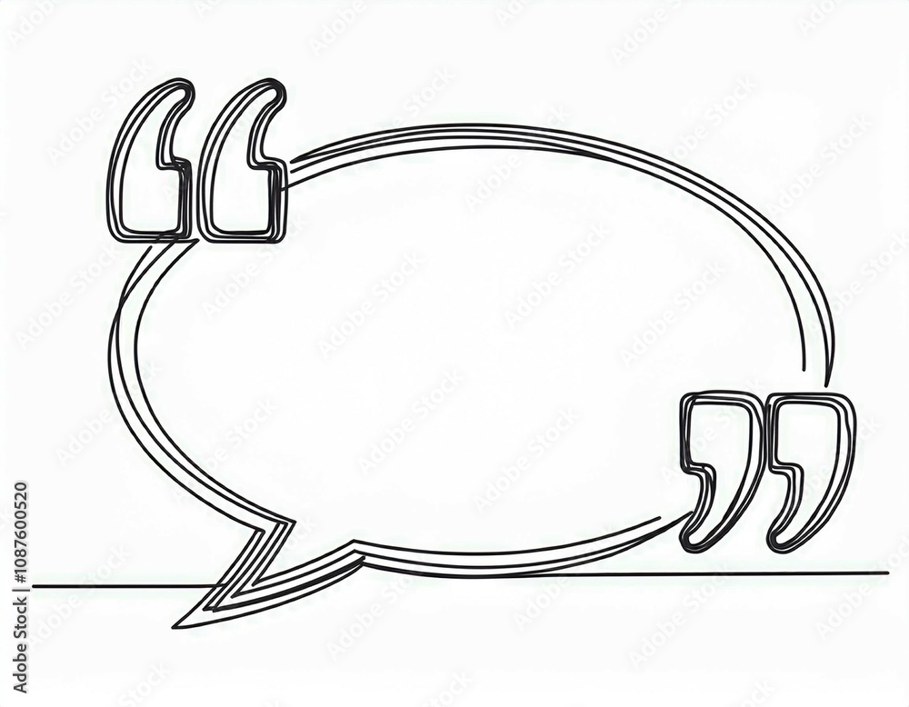 quote frame speech bubble line art continuous black lines with ...