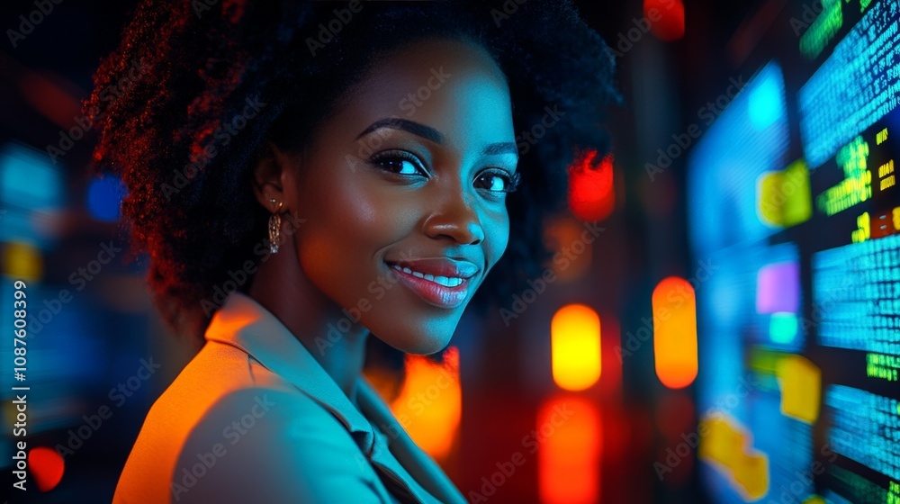 A young programmer debugging a code on a desktop, with colorful sticky ...