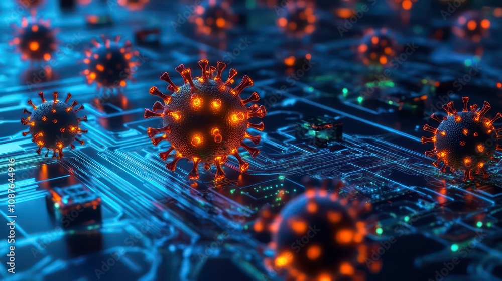 Interactive 3D digital representation of a malware infection, with ...