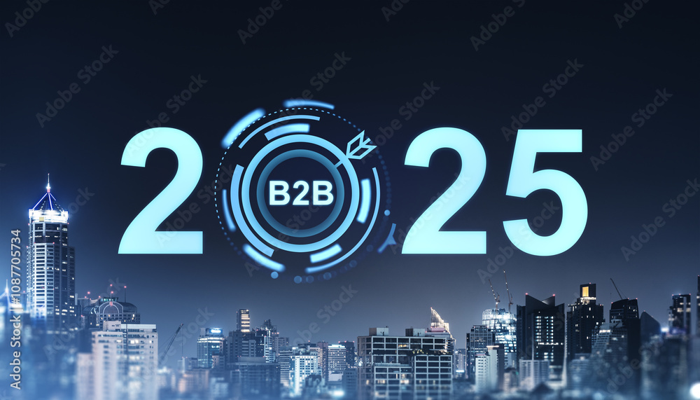2025 B2B business strategy concept with futuristic elements on city ...