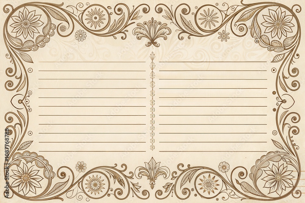 Victorian paper style background with handwriting lines for letter or ...