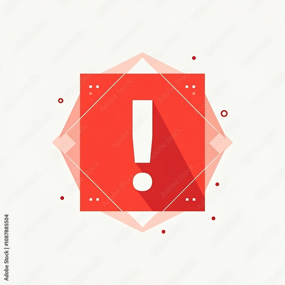 Danger exclamation mark icon in red frame on white background ...
