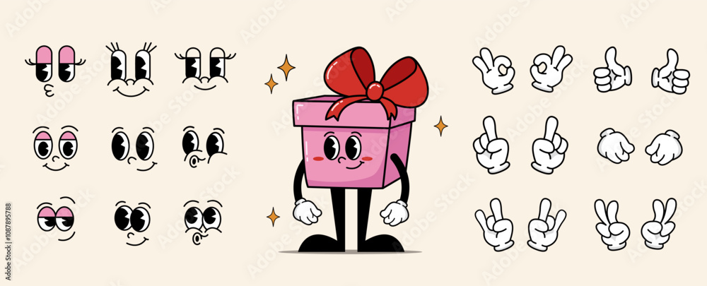 Retro wind-up character creation kit cute gift box with different ...