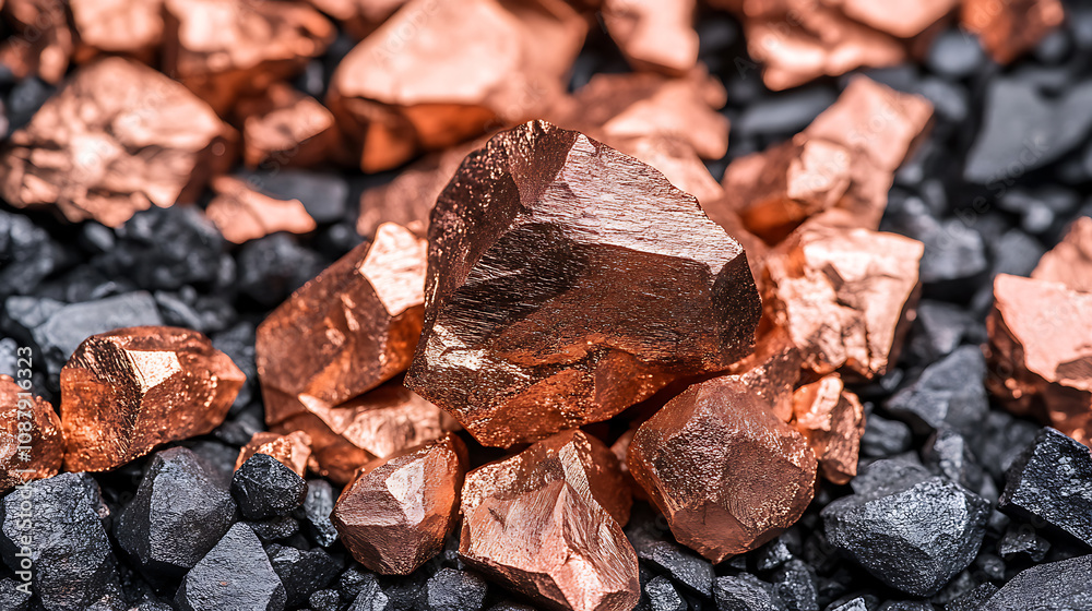 Copper ore, macro photography, ore extraction mine, metal used in the ...
