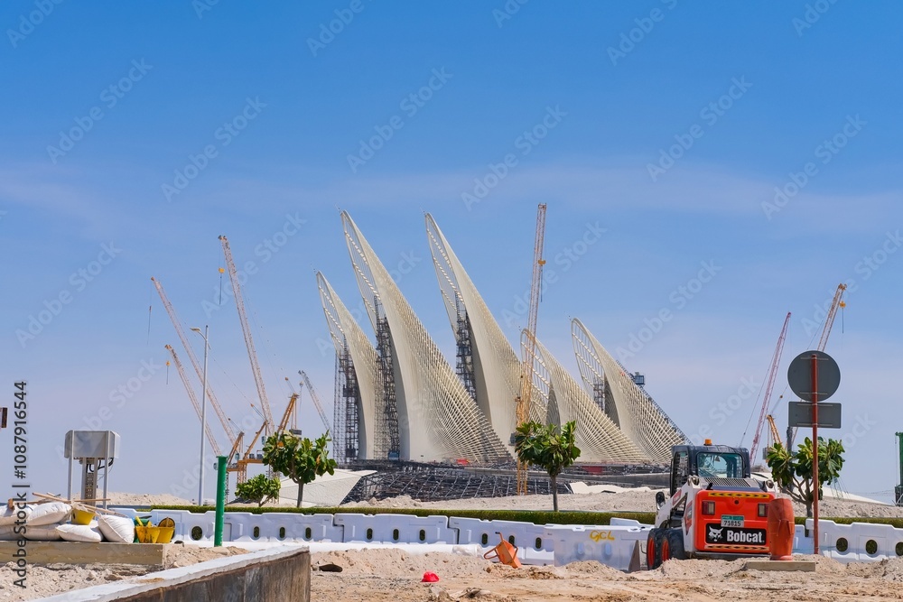 Abu Dhabi, UAE - June 26,2024: The five futuristic falcon wings of ...