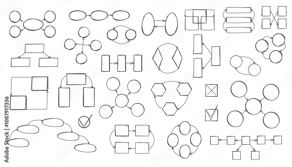 infographic elements, including circles, arrows, and square text boxes ...