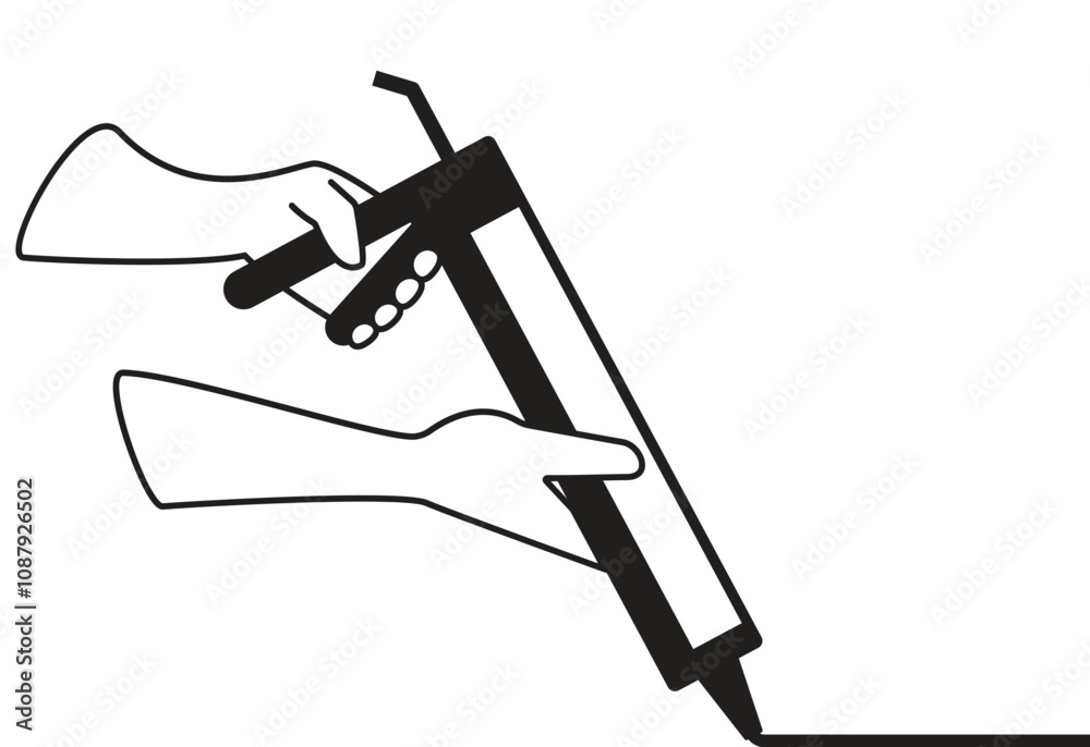 Person Hands using caulking gun silhouette icon. Clipart image isolated ...