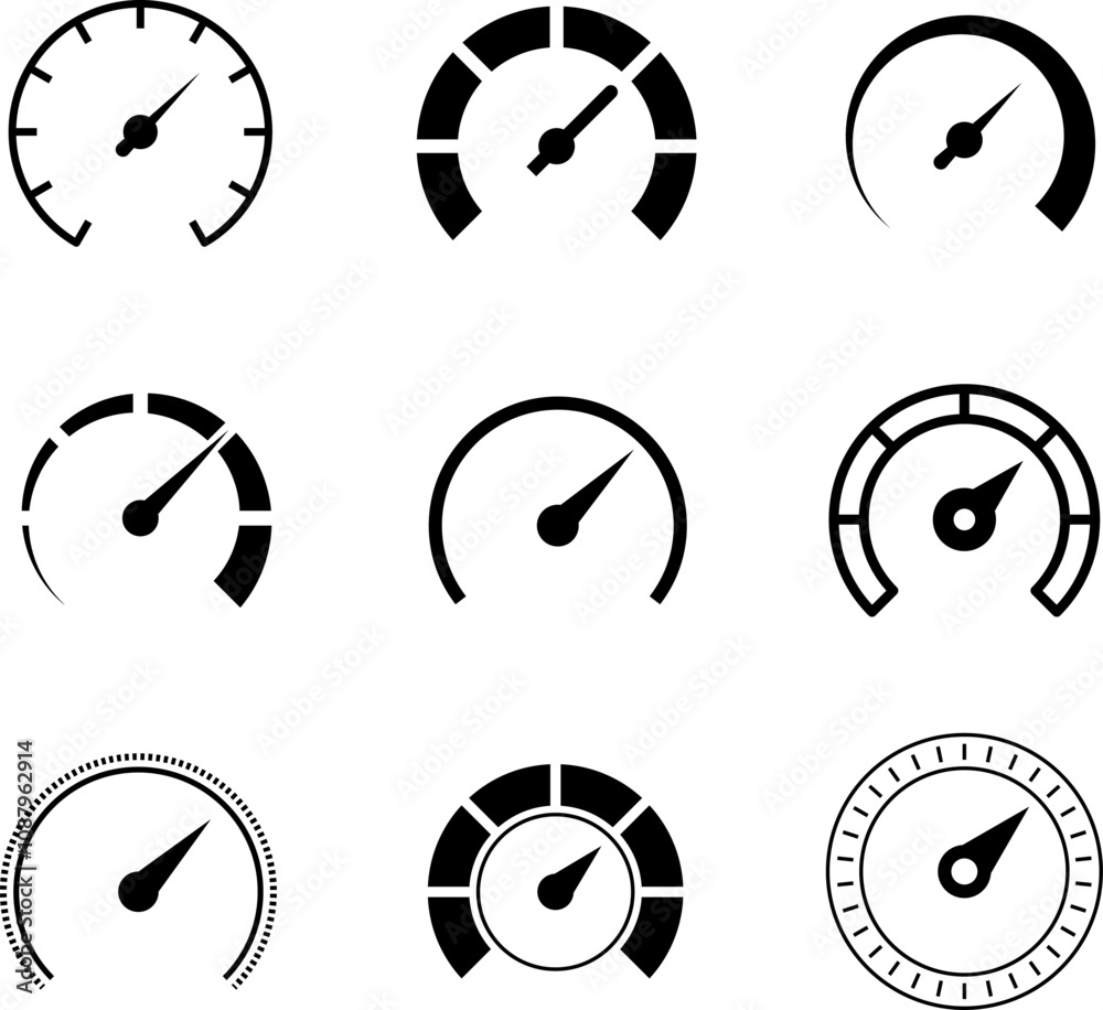 Speedometer Vector Icon Dashboard Indicator Gauge Scale Tachometer Icon Isolated Car Speed