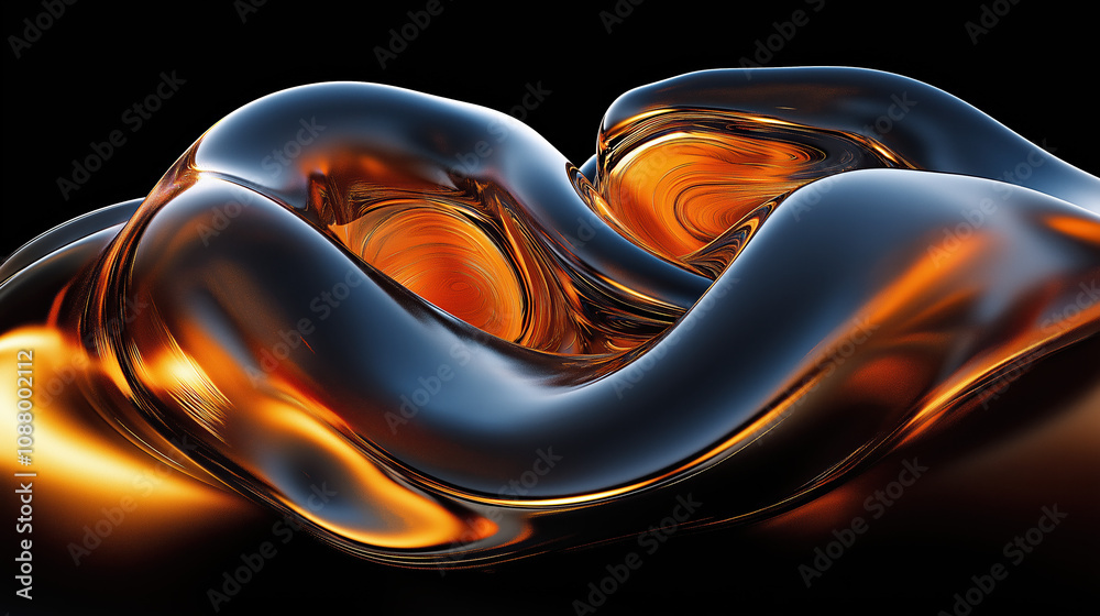 Illustration Stock Dynamic composition of AI-generated liquid metal ...
