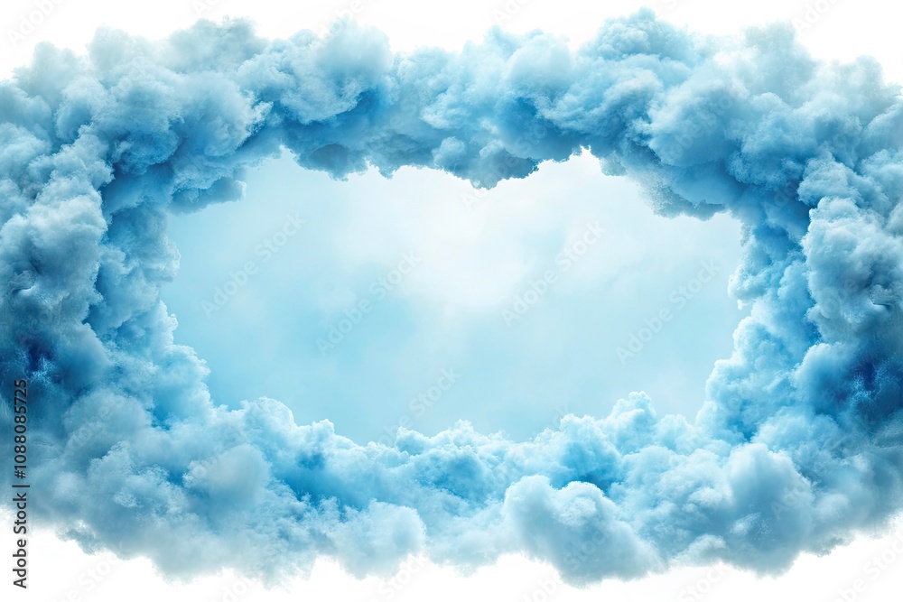 Blue Cloud Border on Transparent Background for Creative Designs ...
