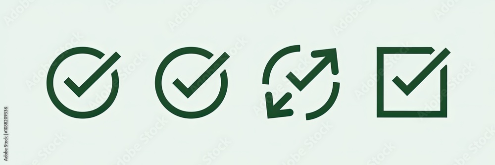 Ilustración de Stock Check Mark Icon Set: A collection of four distinct ...