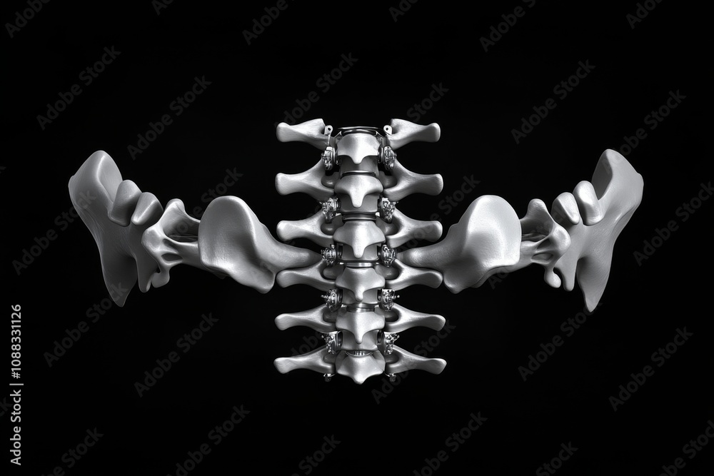 Postoperative X-ray of the lumbar spine with spinal fusion, showing ...
