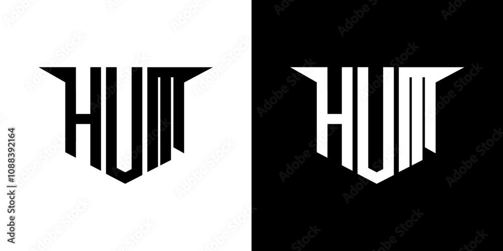 HUM letter logo design with white background in illustrator, vector ...