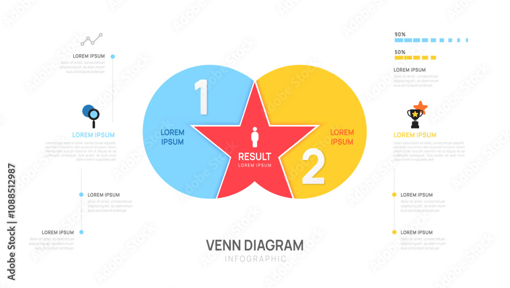 Venn diagram Infographic chart star template for business start up ...