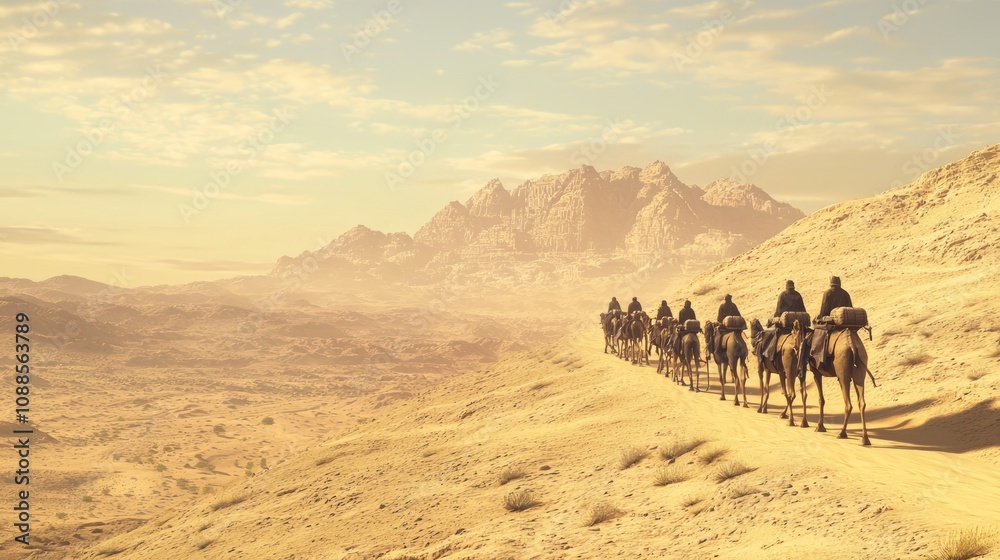 Ancient Mesopotamian Merchant Caravan Crossing Arid Landscape Trade ...