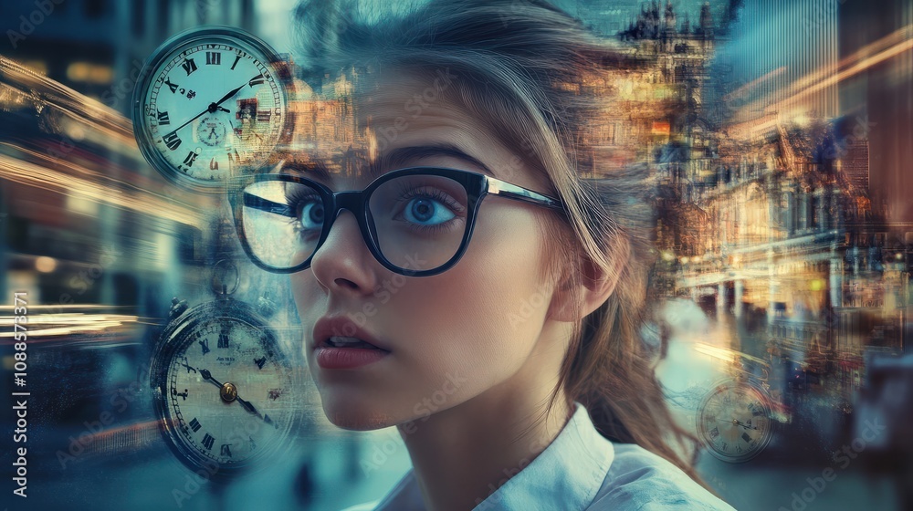 Composite collage picture image of young female employee freelancer ...