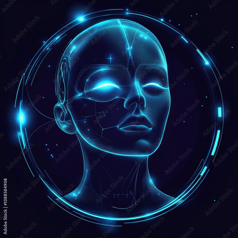 Circular portals, teleportation, and holographic gadgets. Blank display ...