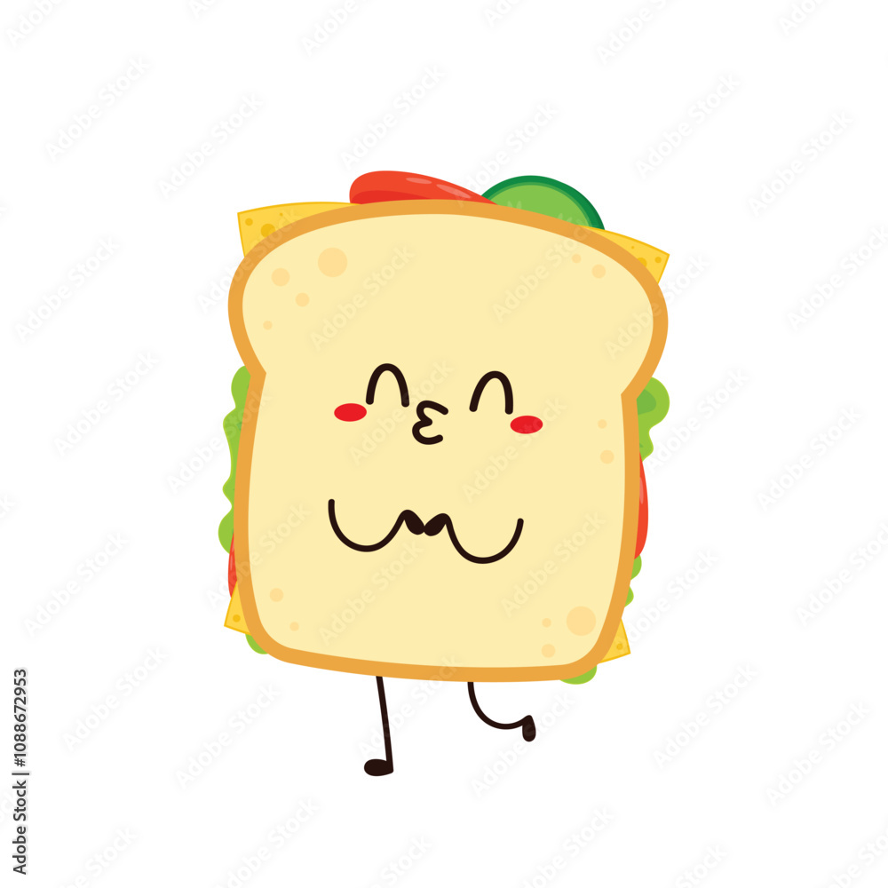 Sandwich character. Sandwich isolated on white background. Vector ...