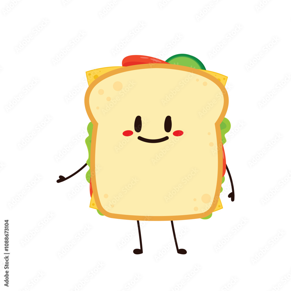 Sandwich character. Sandwich isolated on white background. Vector ...