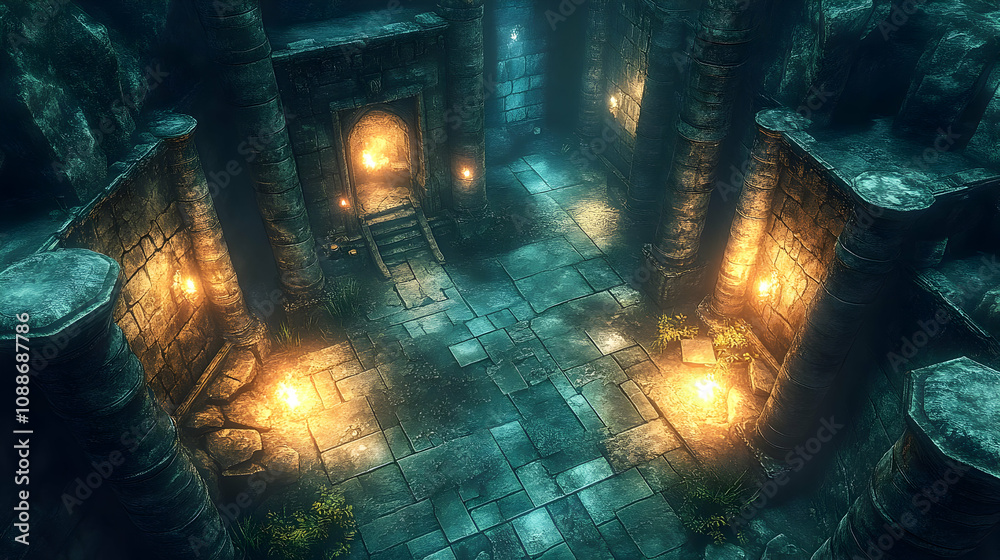 DnD Battlemap corridor, battle, map, roleplaying Stock Illustration ...