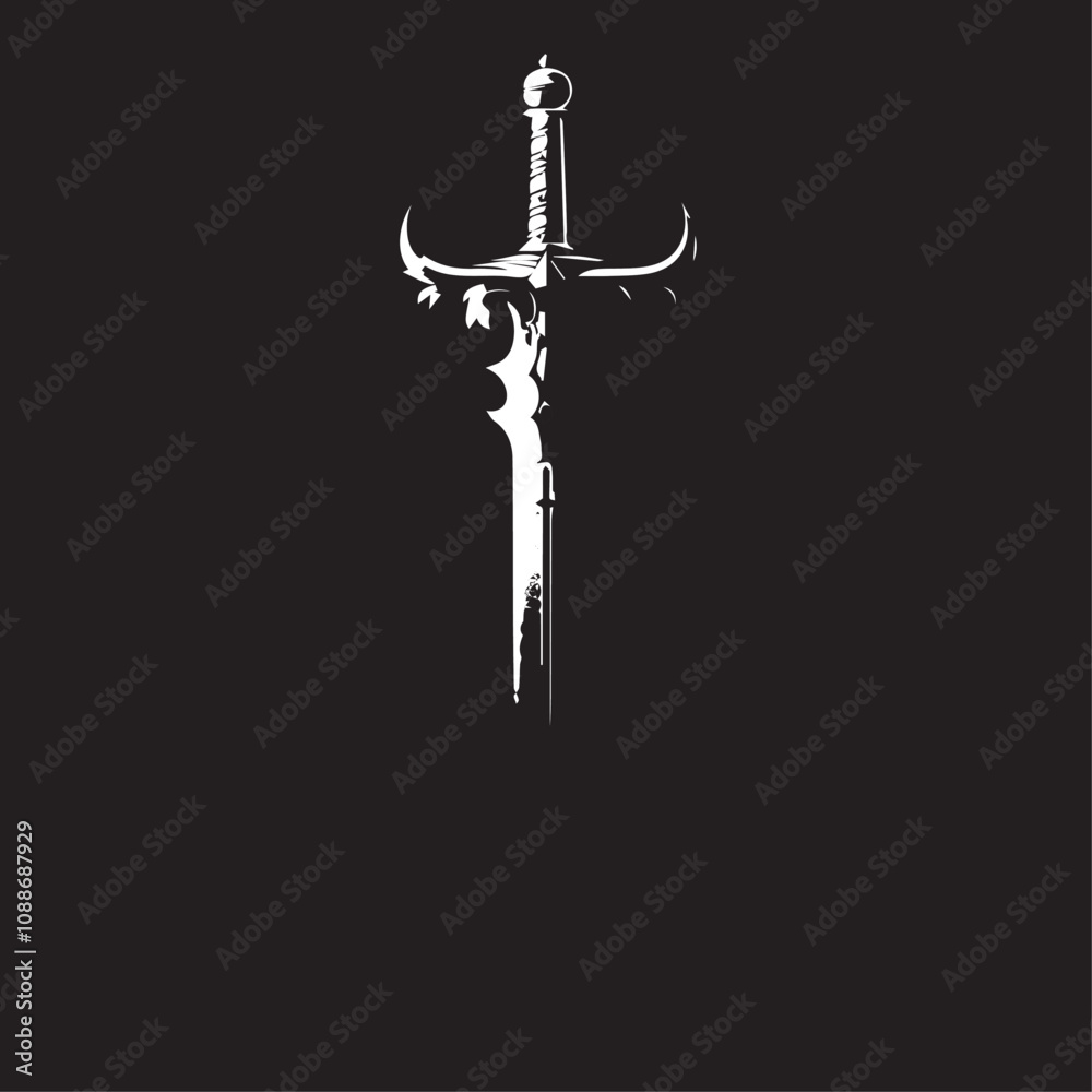 Sword In cartoon, hand-drawn flat style. image for social media ...