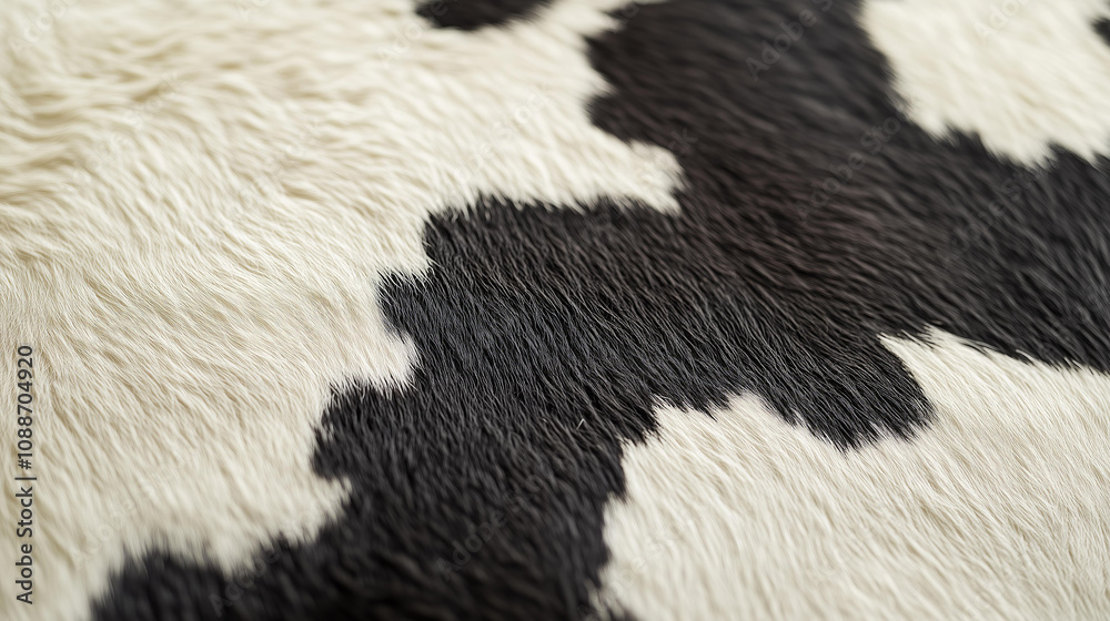 close-up of a cow's skin, showcasing its natural pattern with black and ...