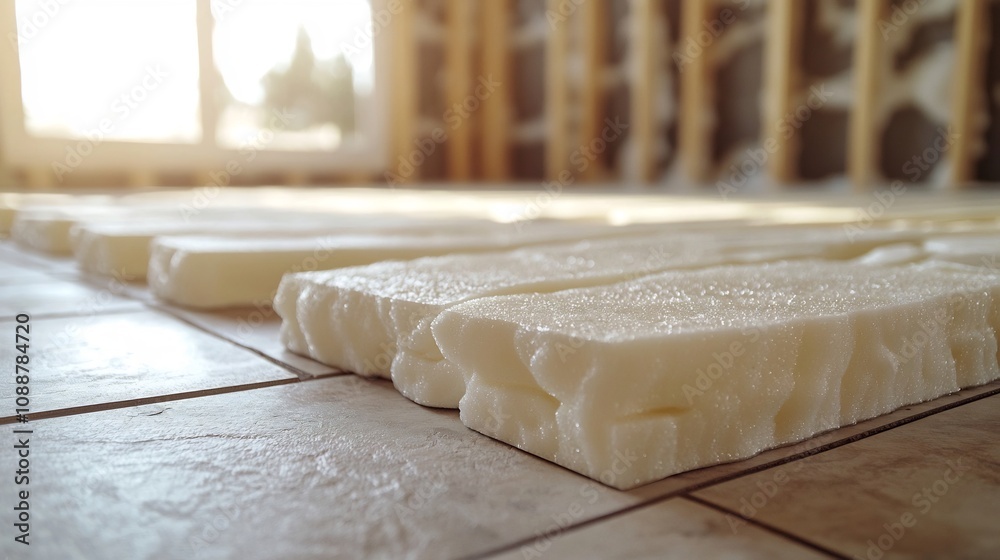 Floor Insulation Spread, Layers of Foam Board Insulation on a Tile ...