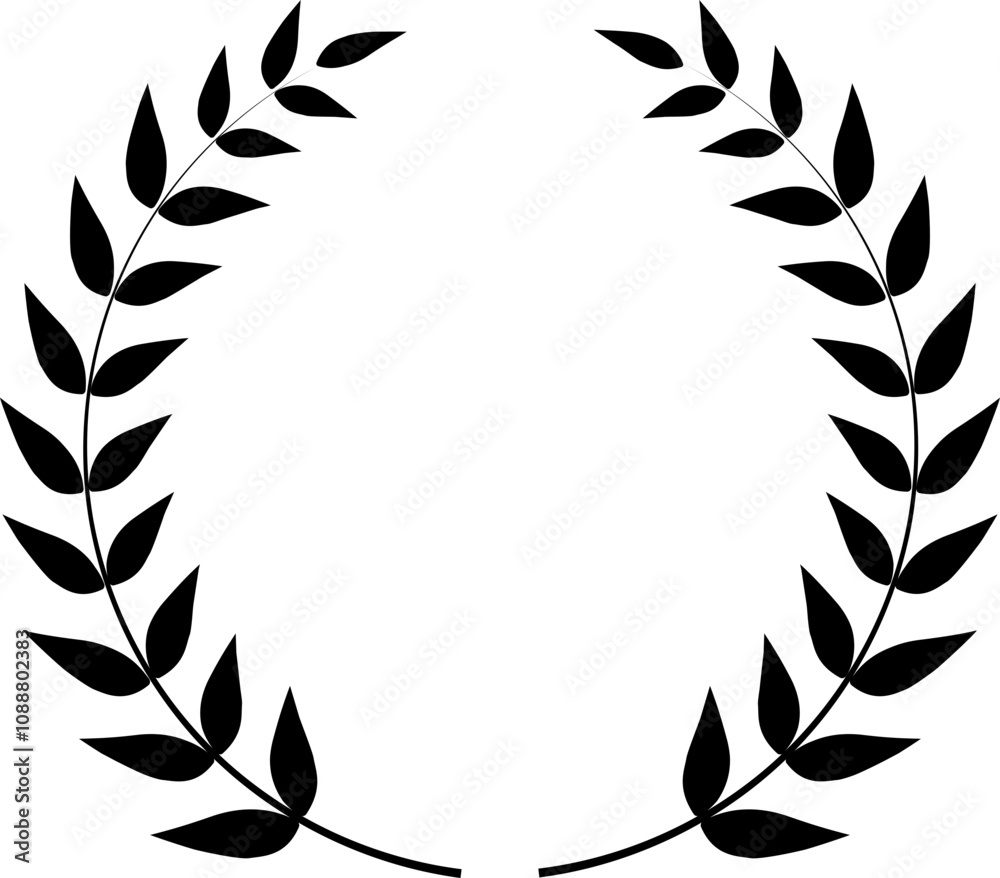 Circular foliate laurel branch icon. Laurel wreath. Silhouette vintage ...