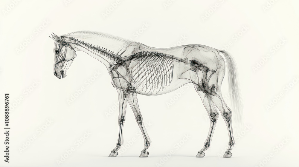 Equine Anatomy: A Transparent X-Ray of a Horse's Skeletal Structure ...