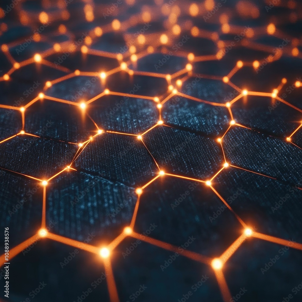 Prompts For Graphene Molecular Grid Graphene Atomic Structure Concept Hexagonal Geometric